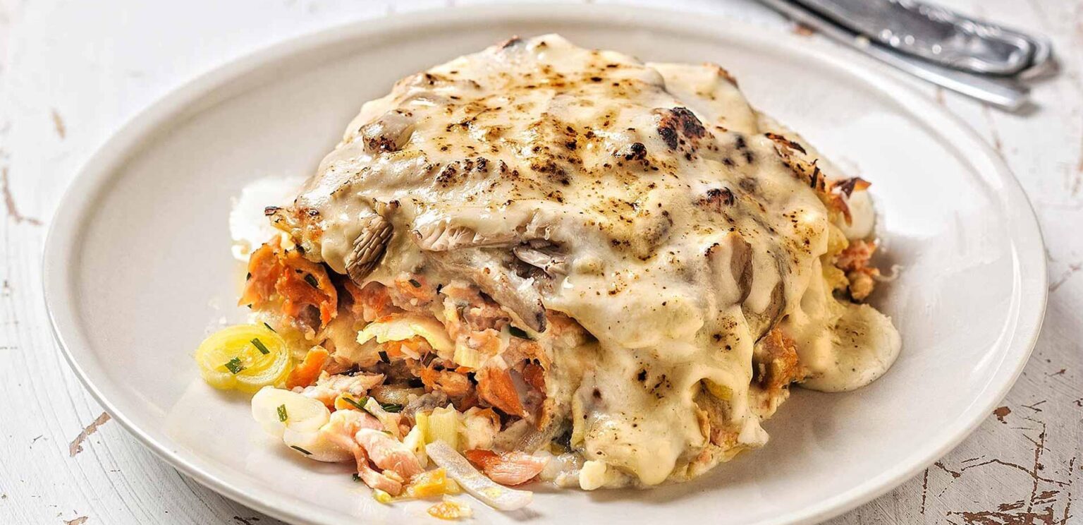 Λαζάνια με σολομό και μανιτάρια αλά κρέμ - Syntages.site